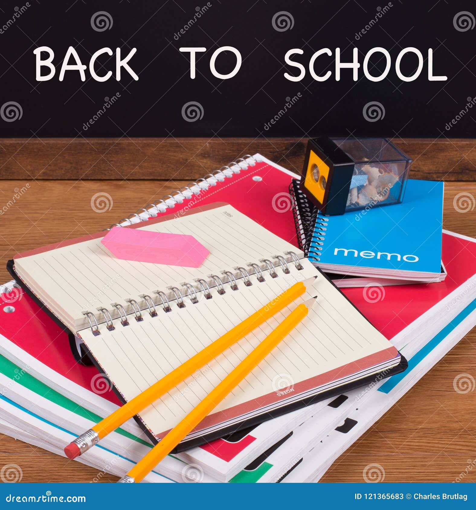 Stack of School Notebooks on a Desktop Stock Image - Image of spiral ...