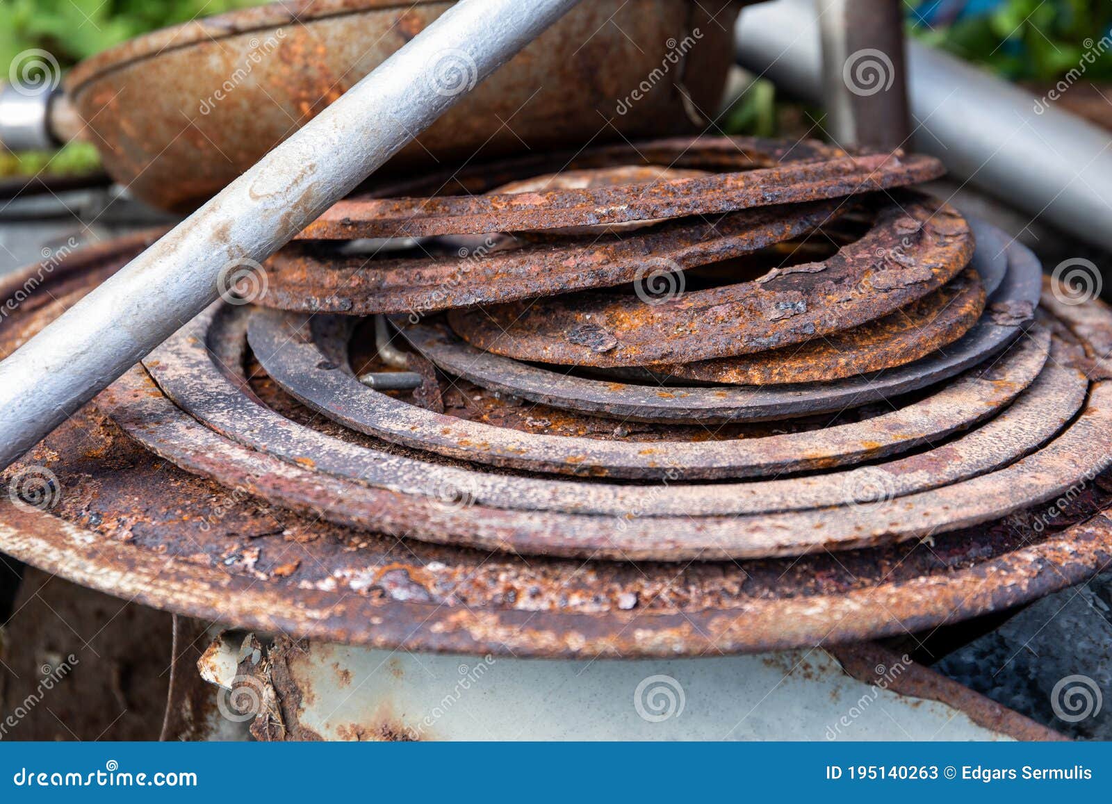 Stack of scrap metal. stock image. Image of factory - 195140263