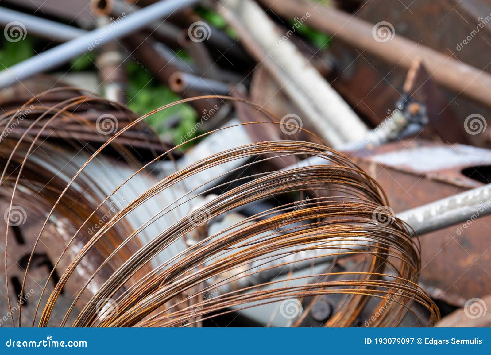 Stack of Scrap Metal, Rusty Wires in Front. Recycling and Garbage Stock ...