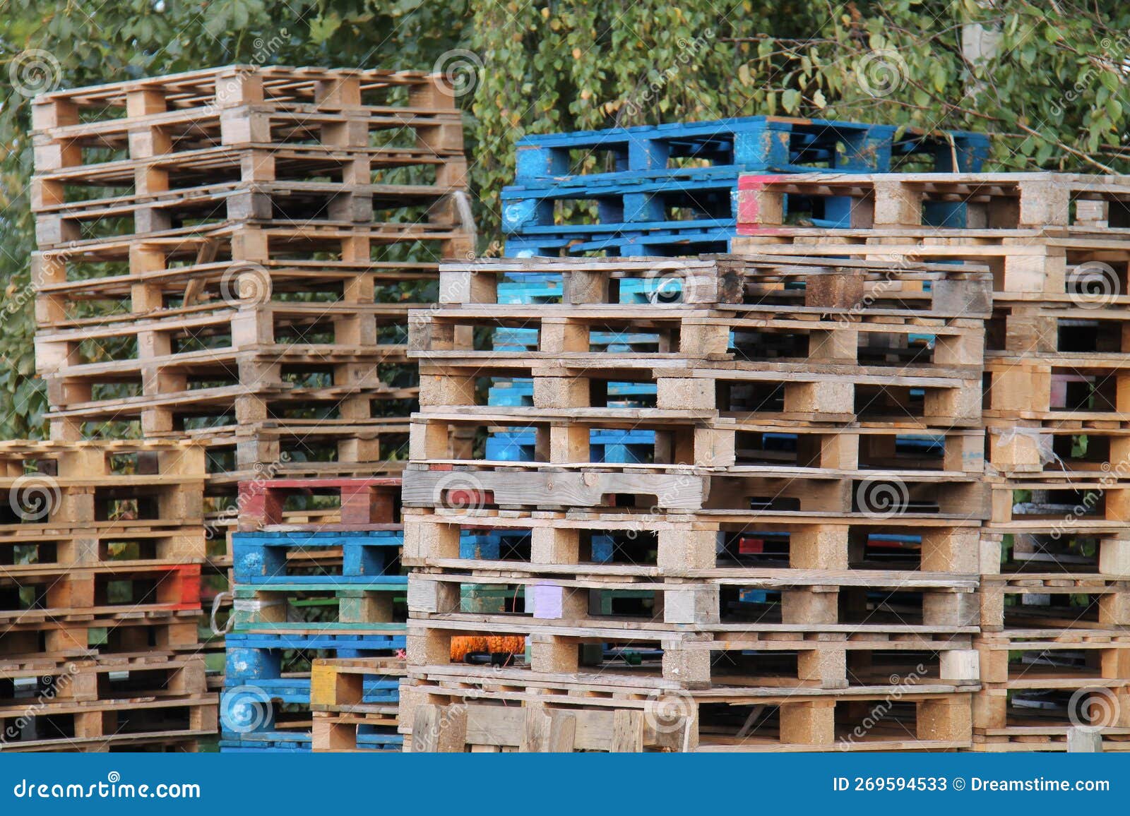 Wooden Timber Pallets. stock image. Image of timber - 269594533