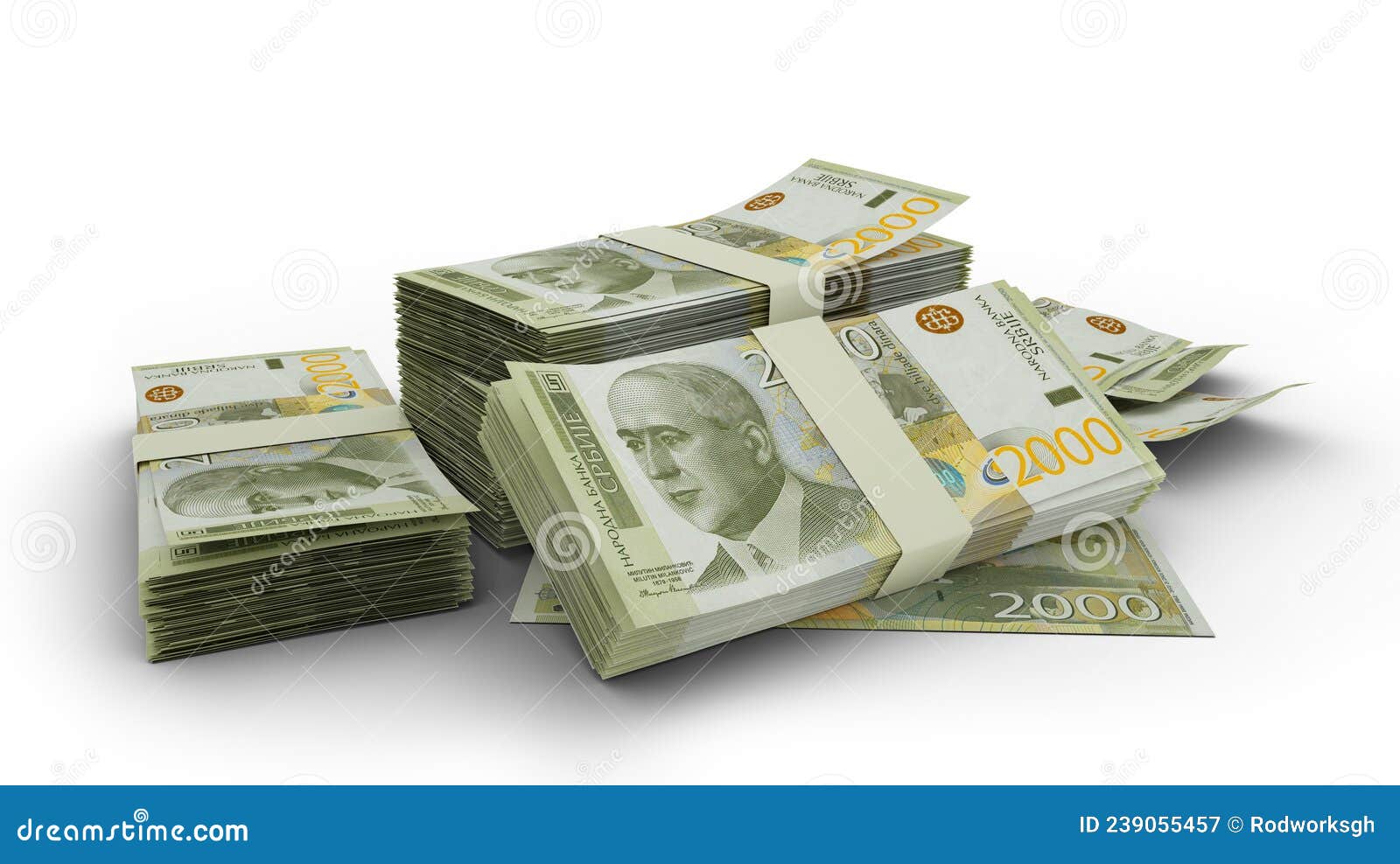 Stack of Serbian Dinar Notes Isolated on White Background Stock Image ...