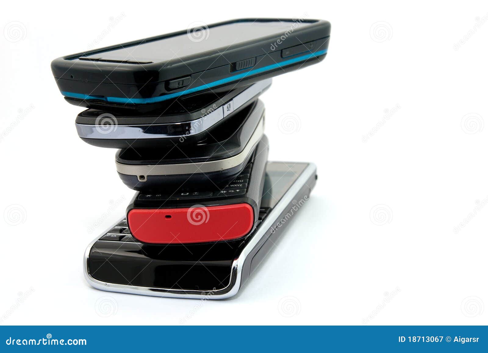 Stack of Several Mobile Phones Stock Image - Image of message, black ...