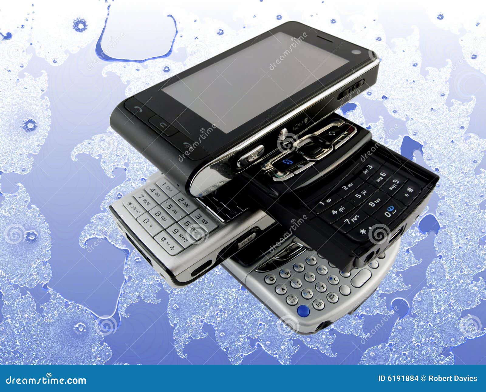 Stack of Several Modern Mobile Phones on Fractal Stock Photo - Image of ...