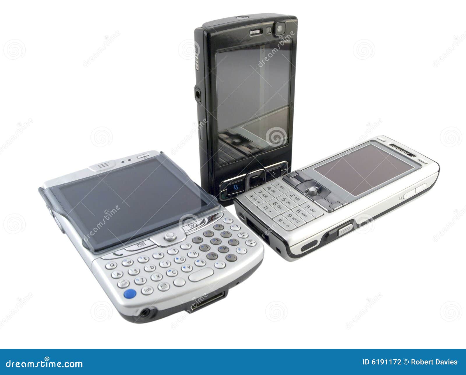 Stack of Several Modern Mobile Phones on White Stock Photo - Image of ...