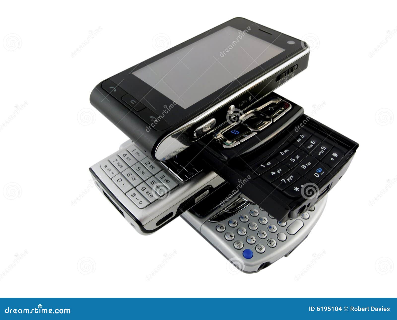 Stack of Several Modern Mobile Phones on White Stock Photo - Image of ...