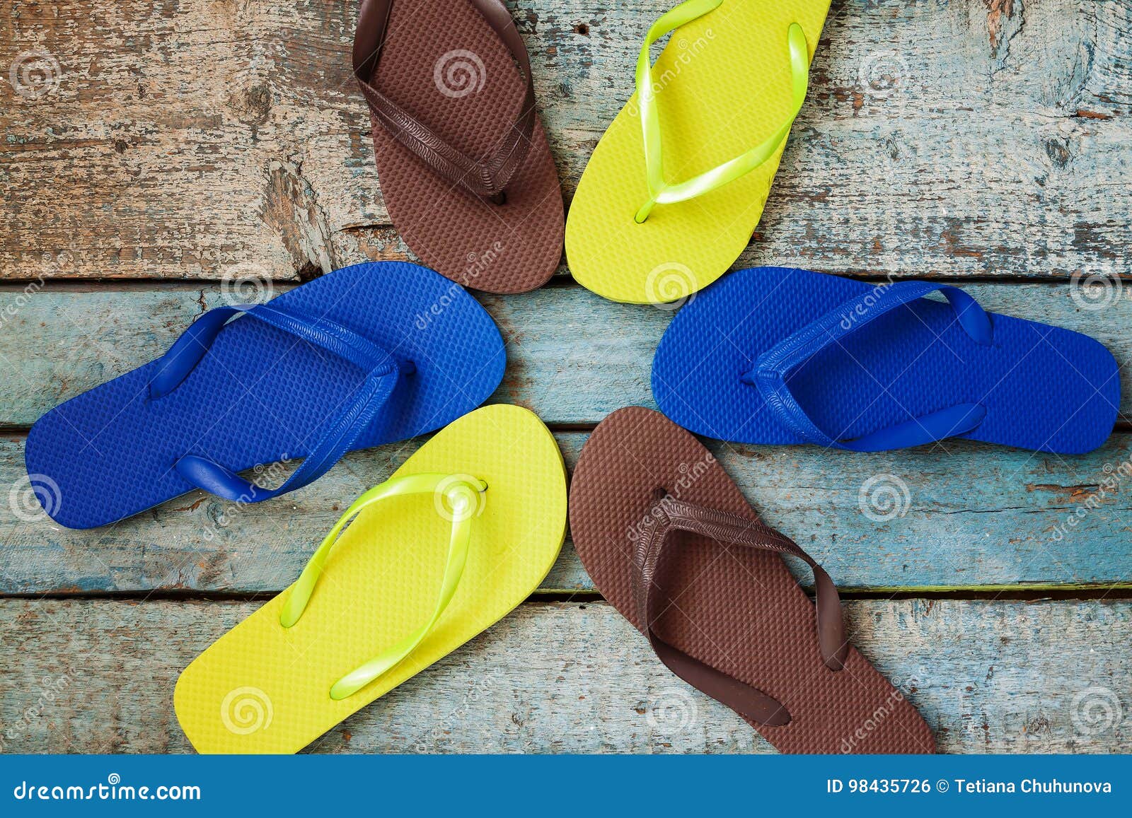 Stack of Several Pairs of Multi-colored Rubber Flip Flops on a B Stock ...