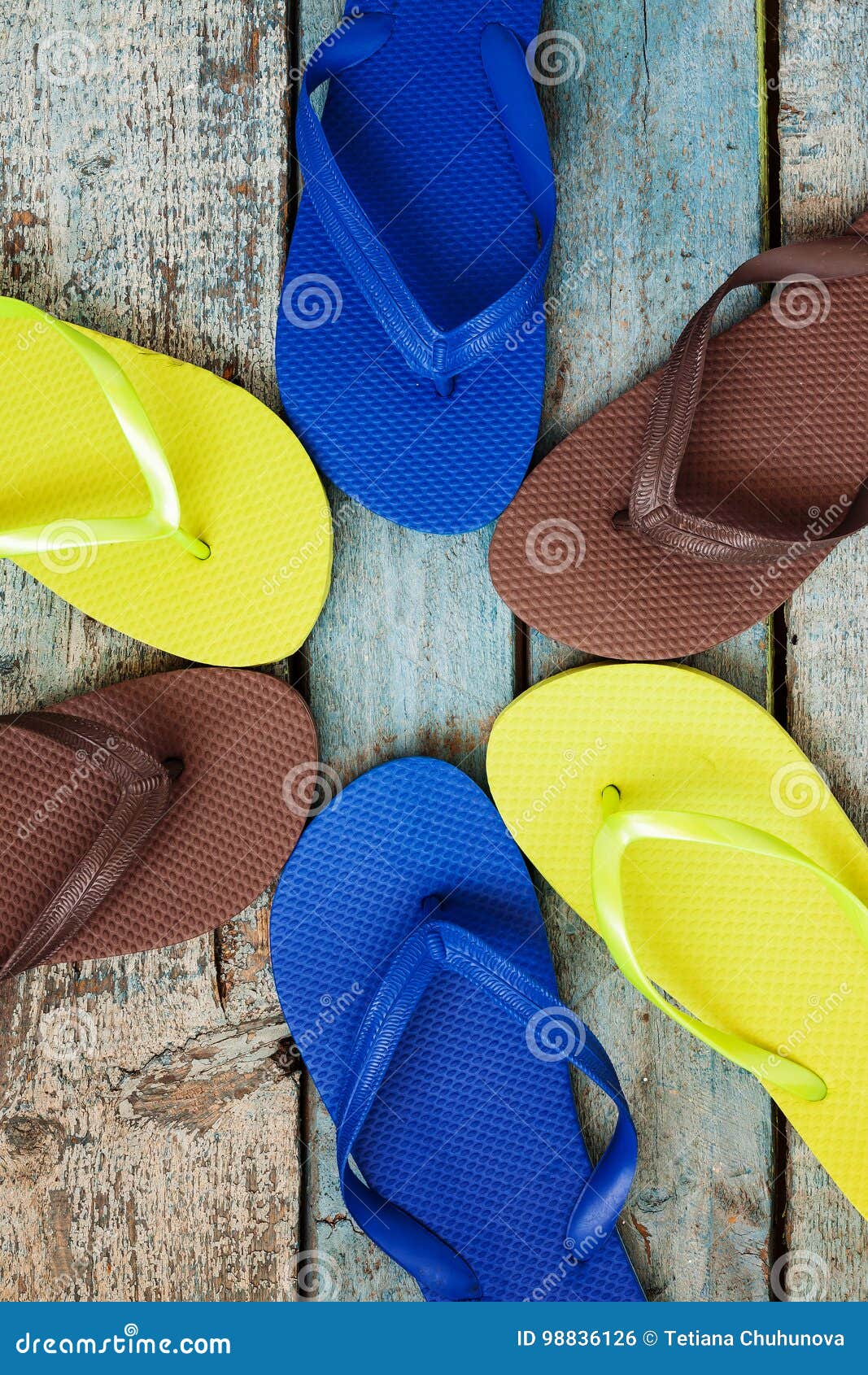 Stack of Several Pairs of Multi-colored Rubber Flip Flops on a B Stock ...