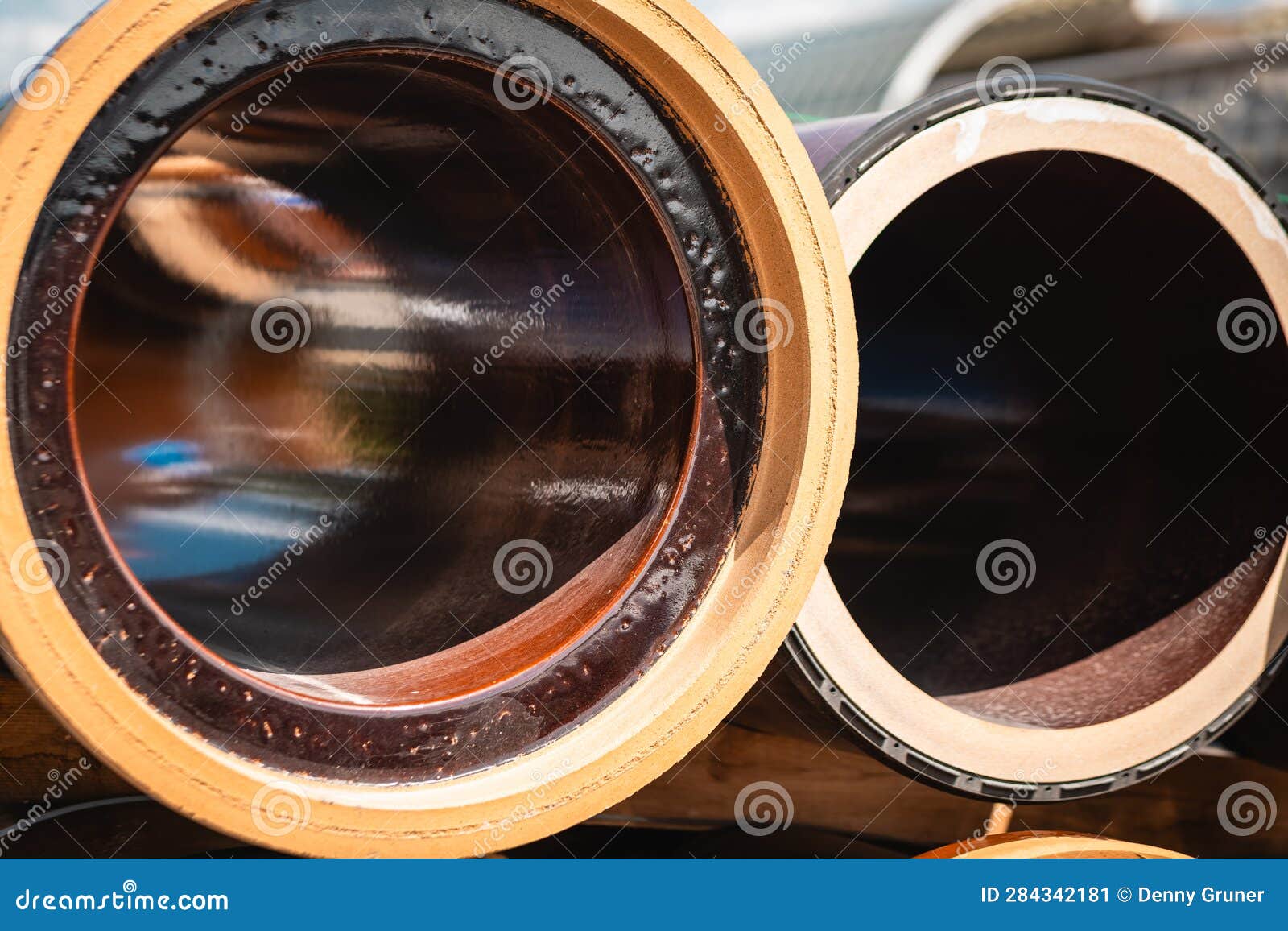 A Stack of Sewer Pipes on a Construction Site Stock Image - Image of ...