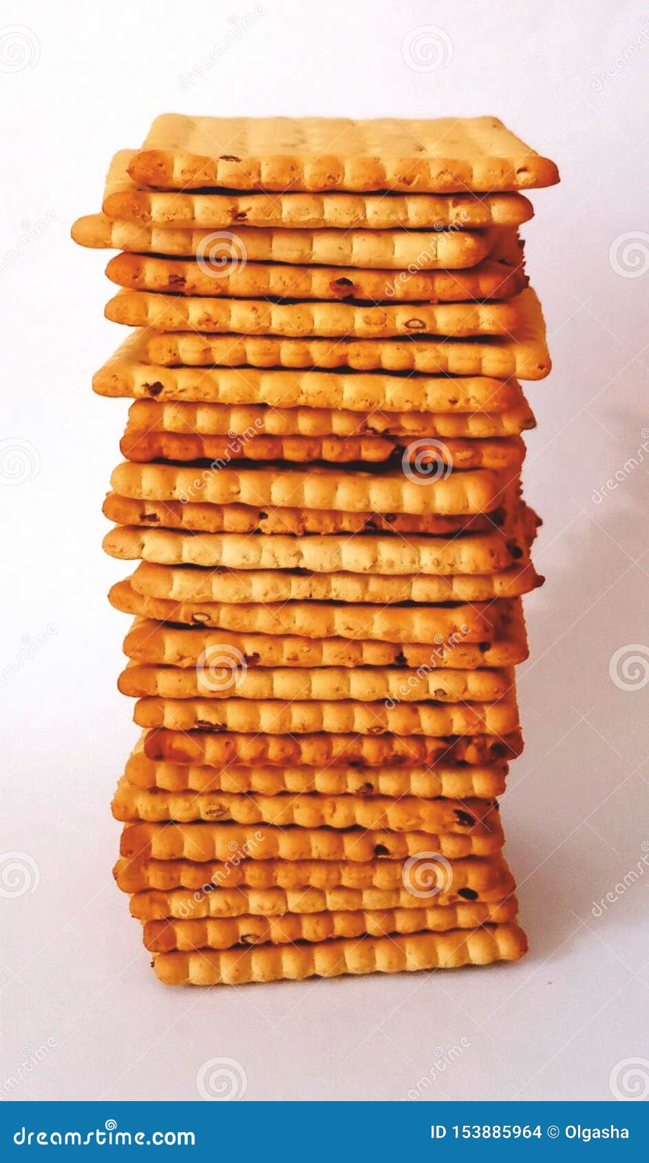 Stack of Crackers on White Background Stock Photo - Image of cooking ...