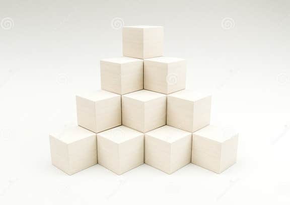 Stack in the Shape of a Pyramid of Stacked Wooden Cubes 3d Illus Stock ...