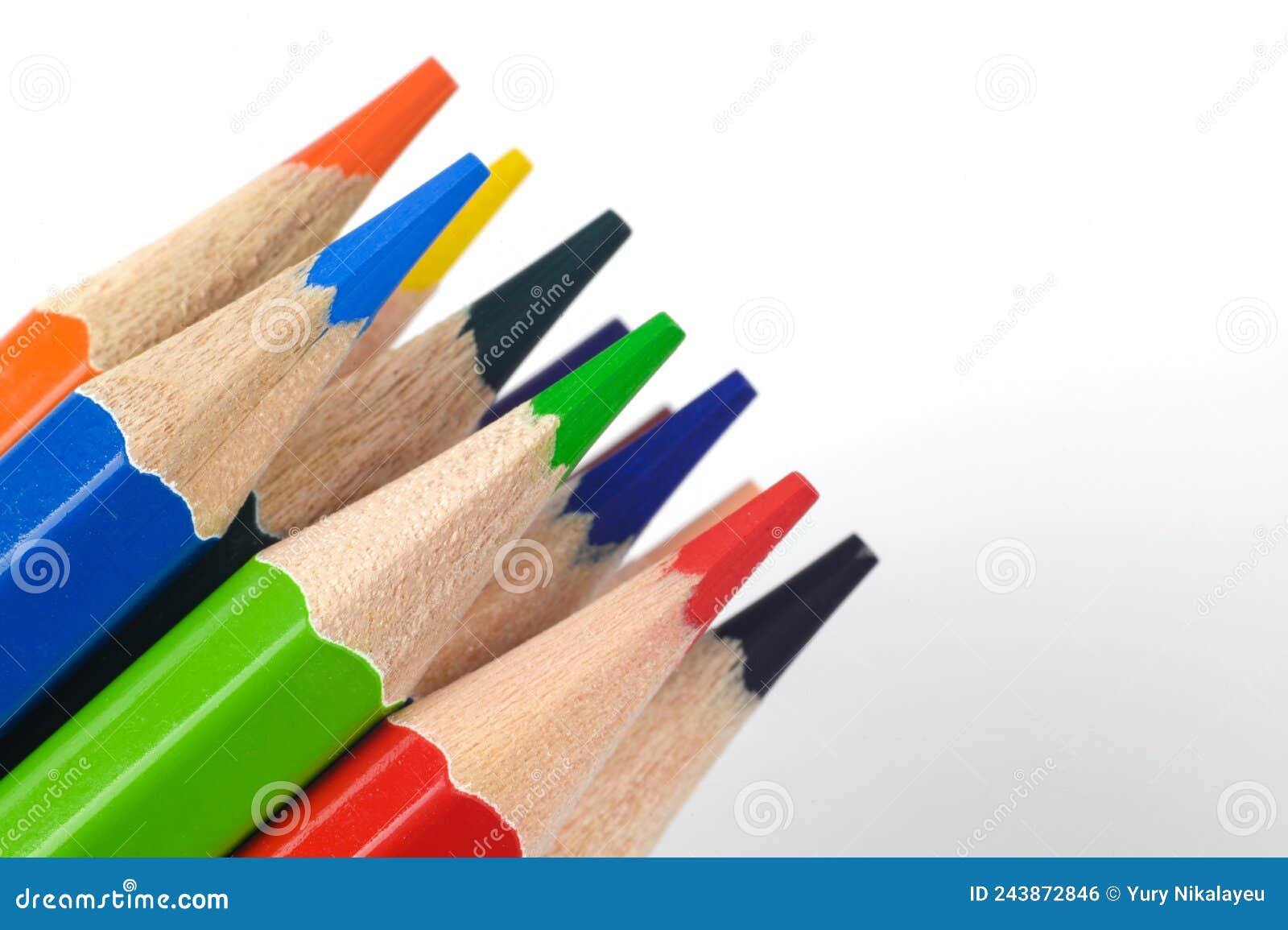 A Stack of Sharp Colored Pencils for Drawing on a White Background ...