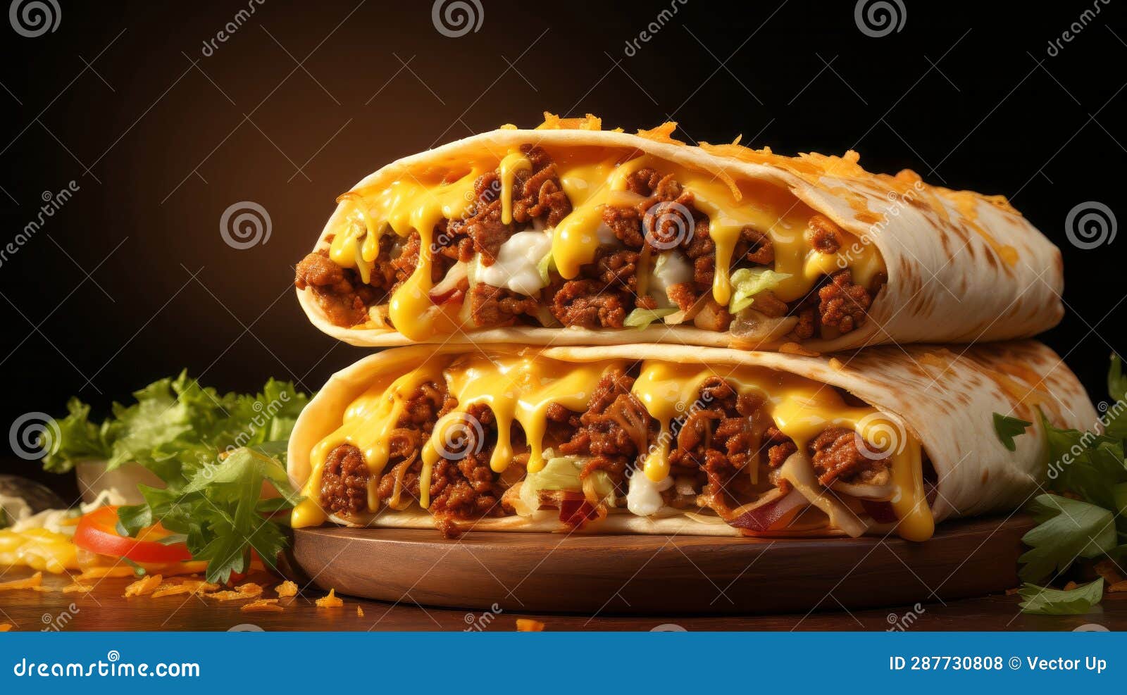 Stack of Shawarma on Yellow Background. Generative AI. Stock Photo ...