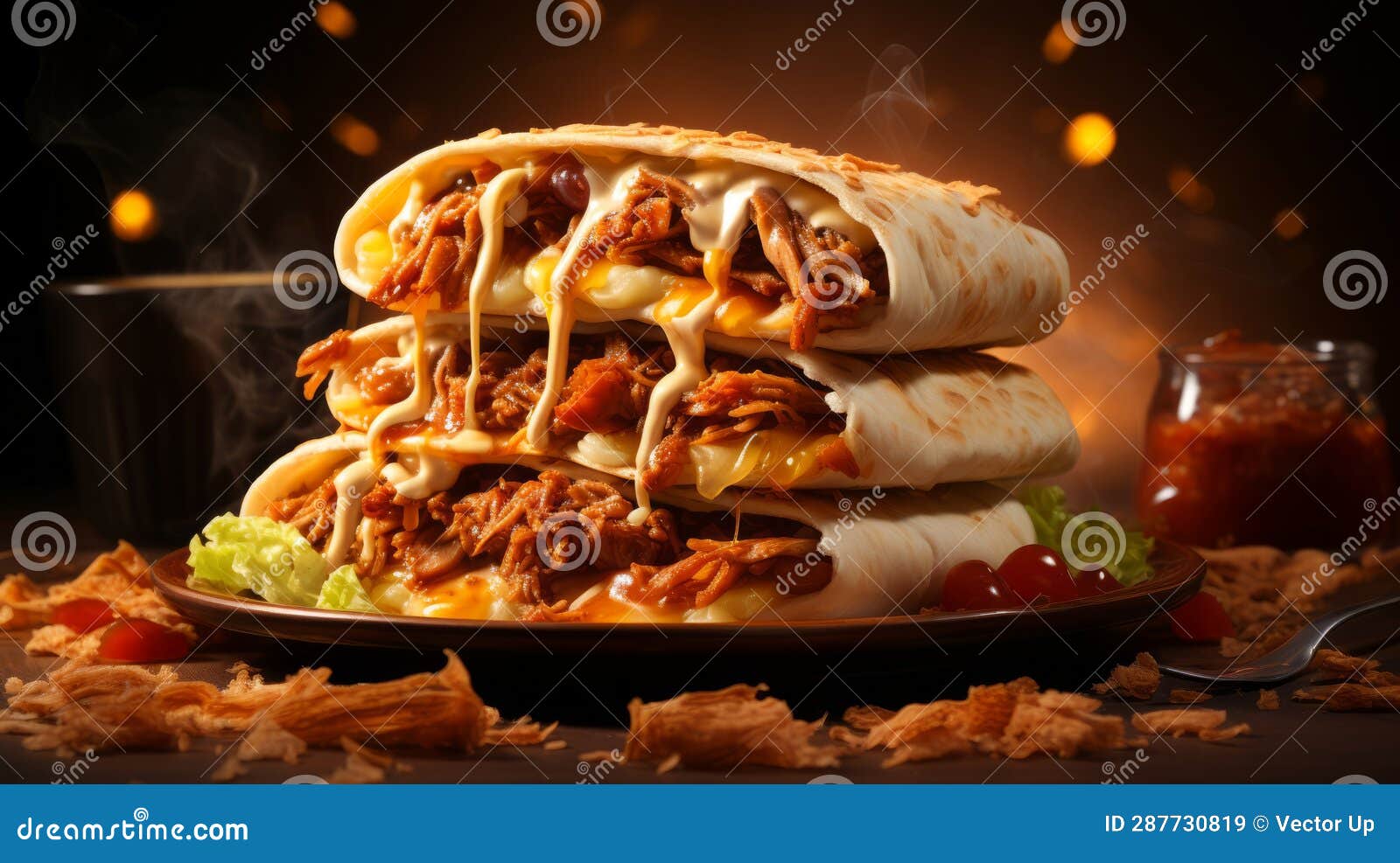 Stack of Shawarma on Yellow Background. Generative AI. Stock ...