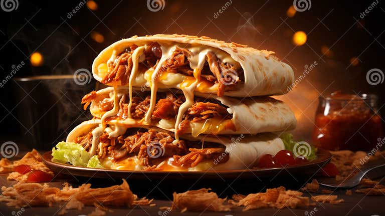 Stack of Shawarma on Yellow Background. Generative AI. Stock ...