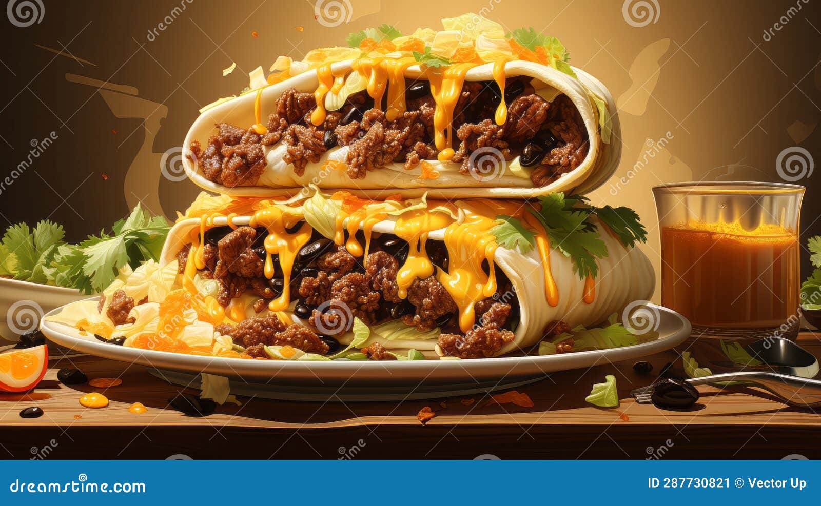 Stack of Shawarma on Yellow Background. Generative AI. Stock Image ...
