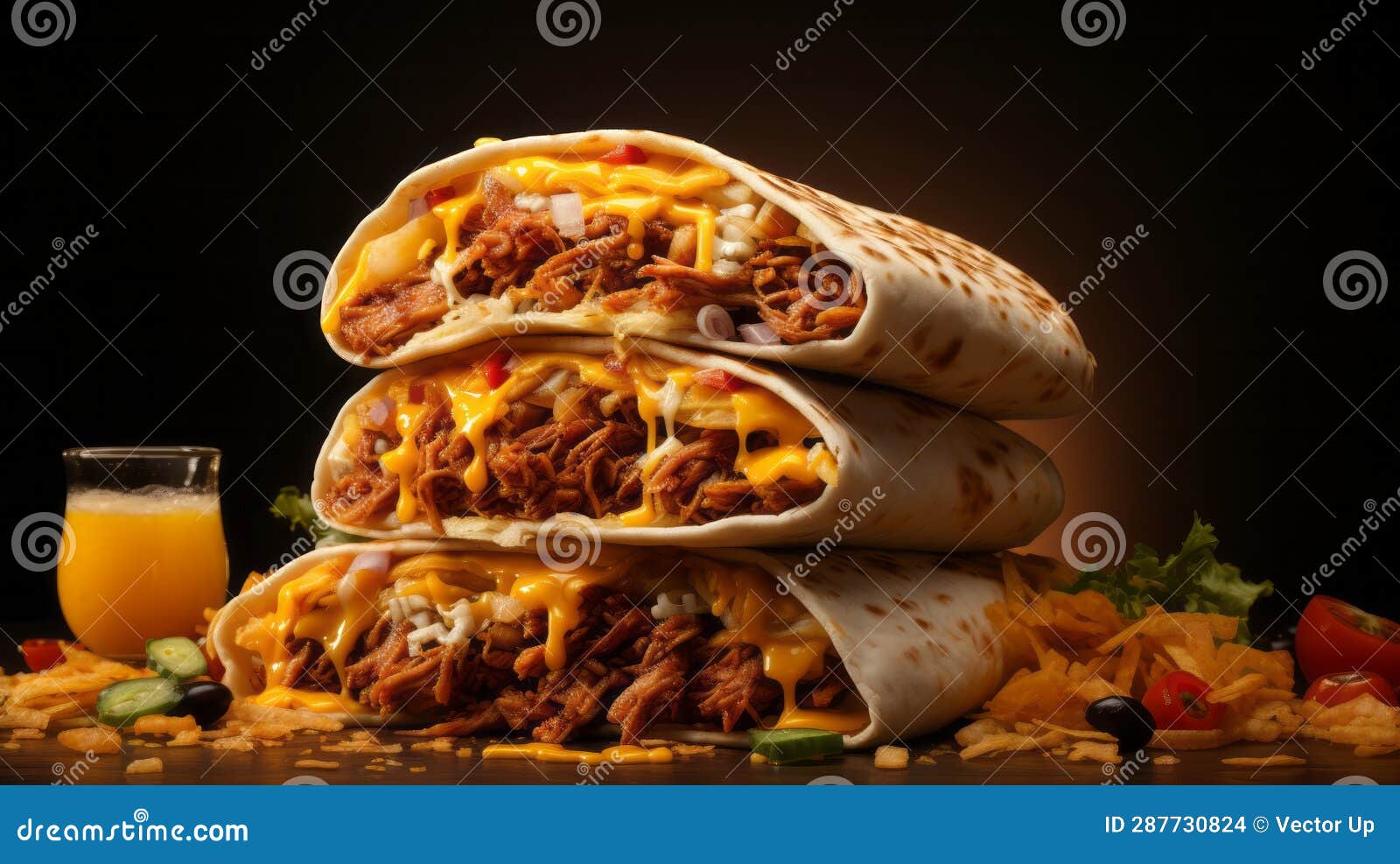Stack of Shawarma on Yellow Background. Generative AI. Stock ...
