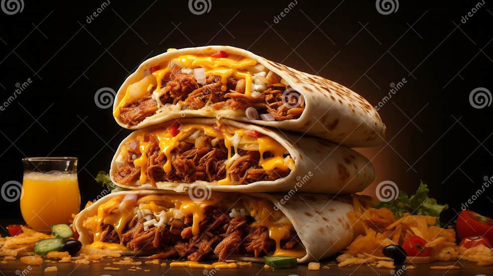 Stack of Shawarma on Yellow Background. Generative AI. Stock Photo ...