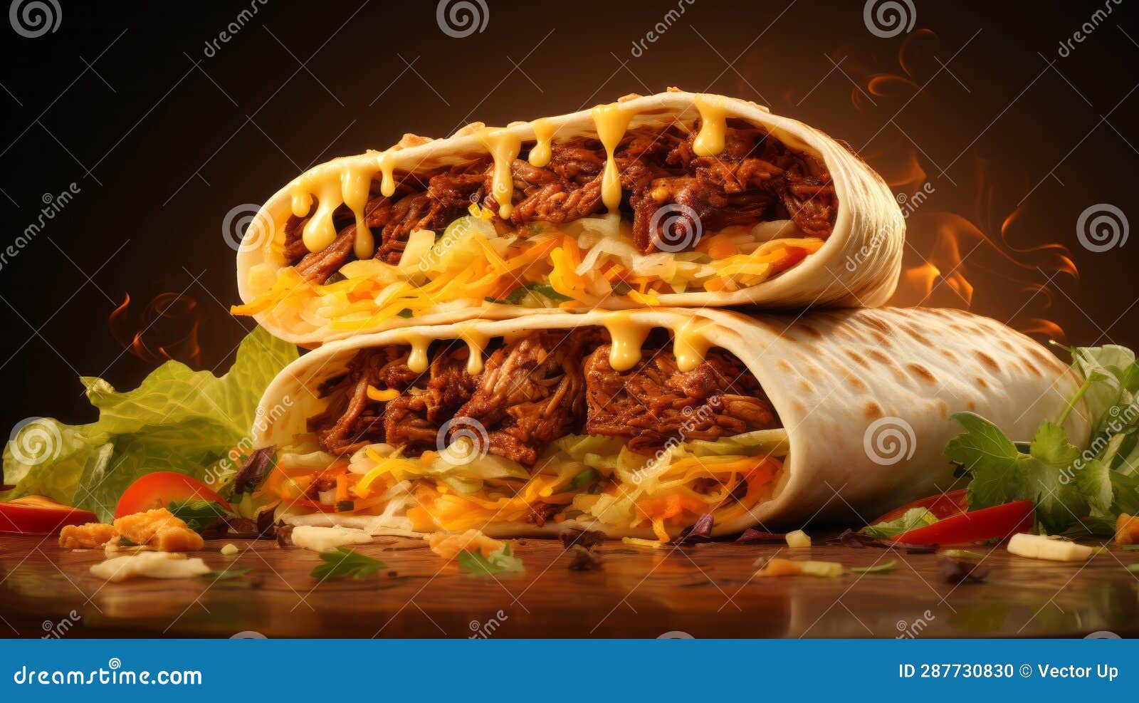 Stack of Shawarma on Yellow Background. Generative AI. Stock ...