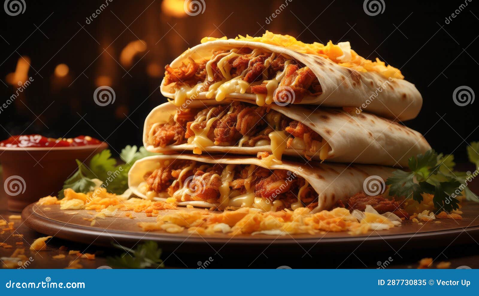 Stack of Shawarma on Yellow Background. Generative AI. Stock ...