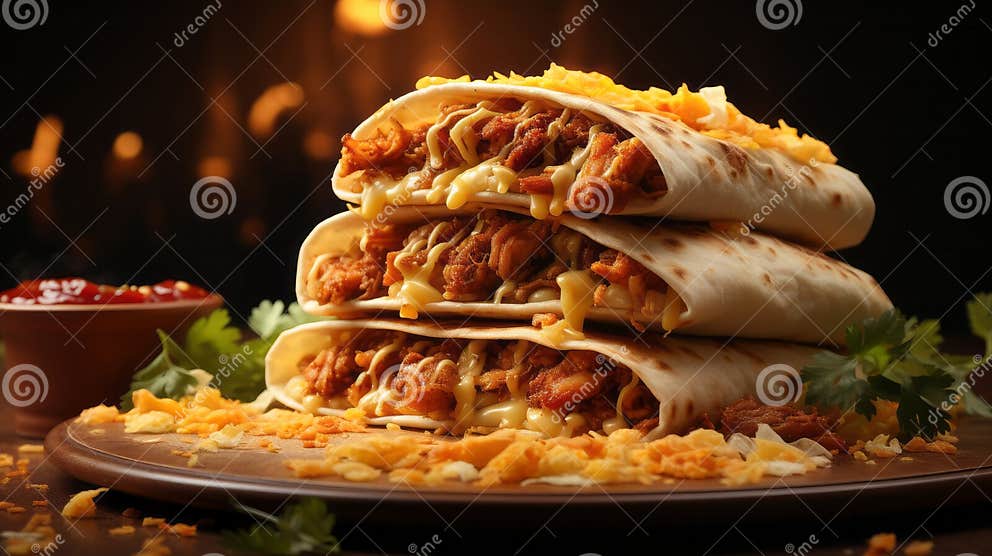 Stack of Shawarma on Yellow Background. Generative AI. Stock Image ...