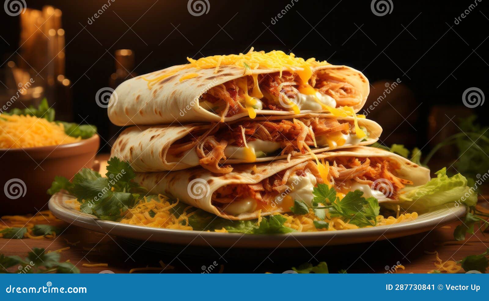 Stack of Shawarma on Yellow Background. Generative AI. Stock ...