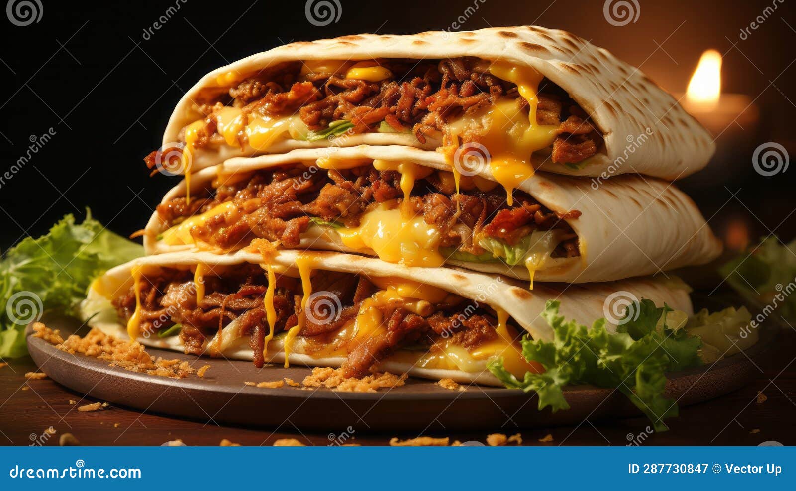 Stack of Shawarma on Yellow Background. Generative AI. Stock ...