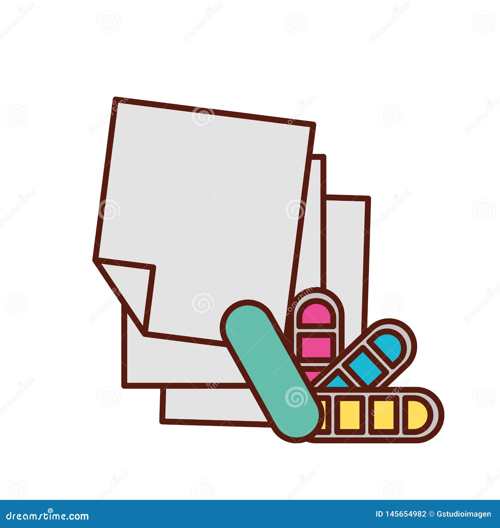 Stack Sheets and Palette Color Tone Graphic Design Stock Illustration ...