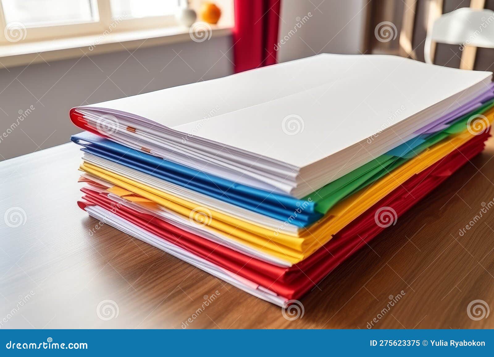 A Stack Of Sheets Of Clean Paper Lies On The Surface Of The Table With ...