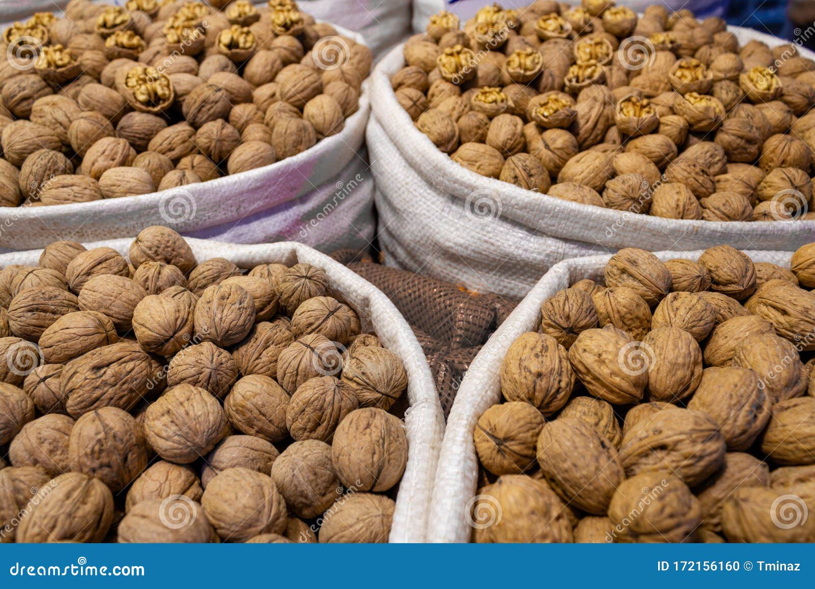 Stack of Shelled Walnuts in Sack Stock Photo - Image of heap, nutrition ...