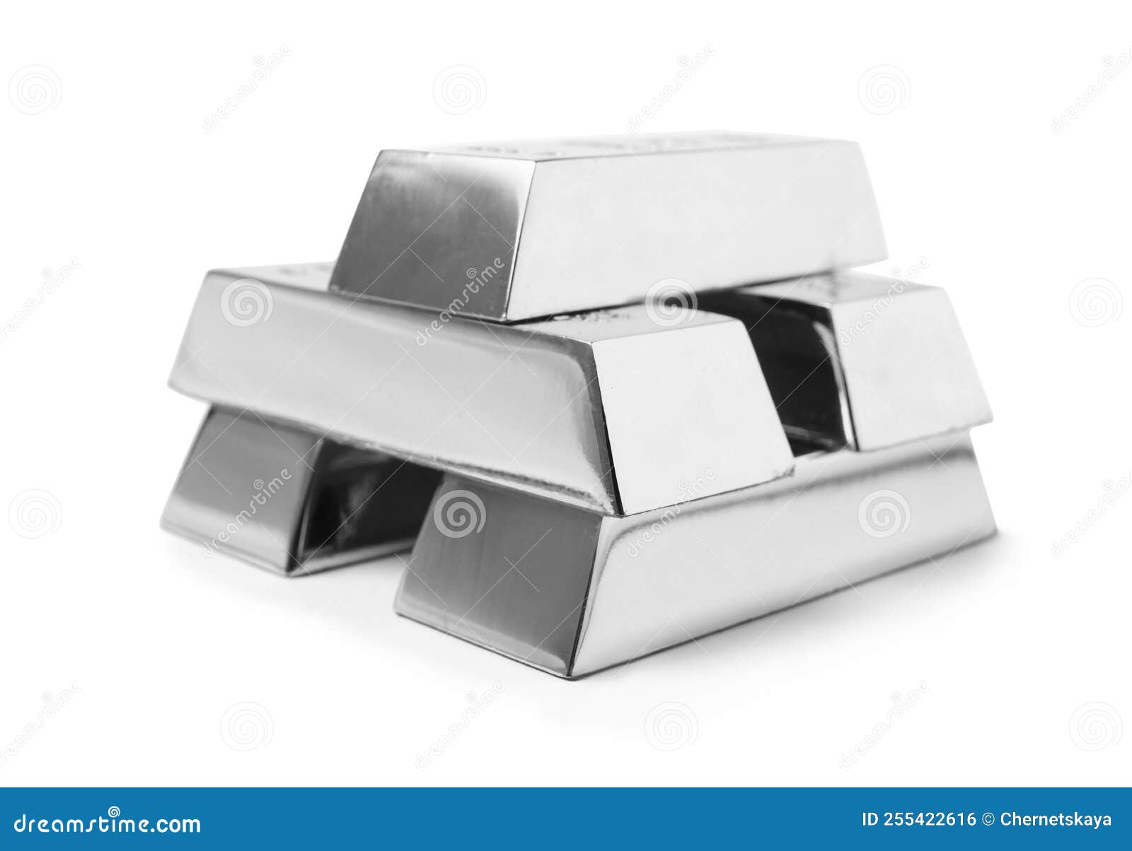 Stack of Shining Silver Bars Isolated on White Stock Photo - Image of ...