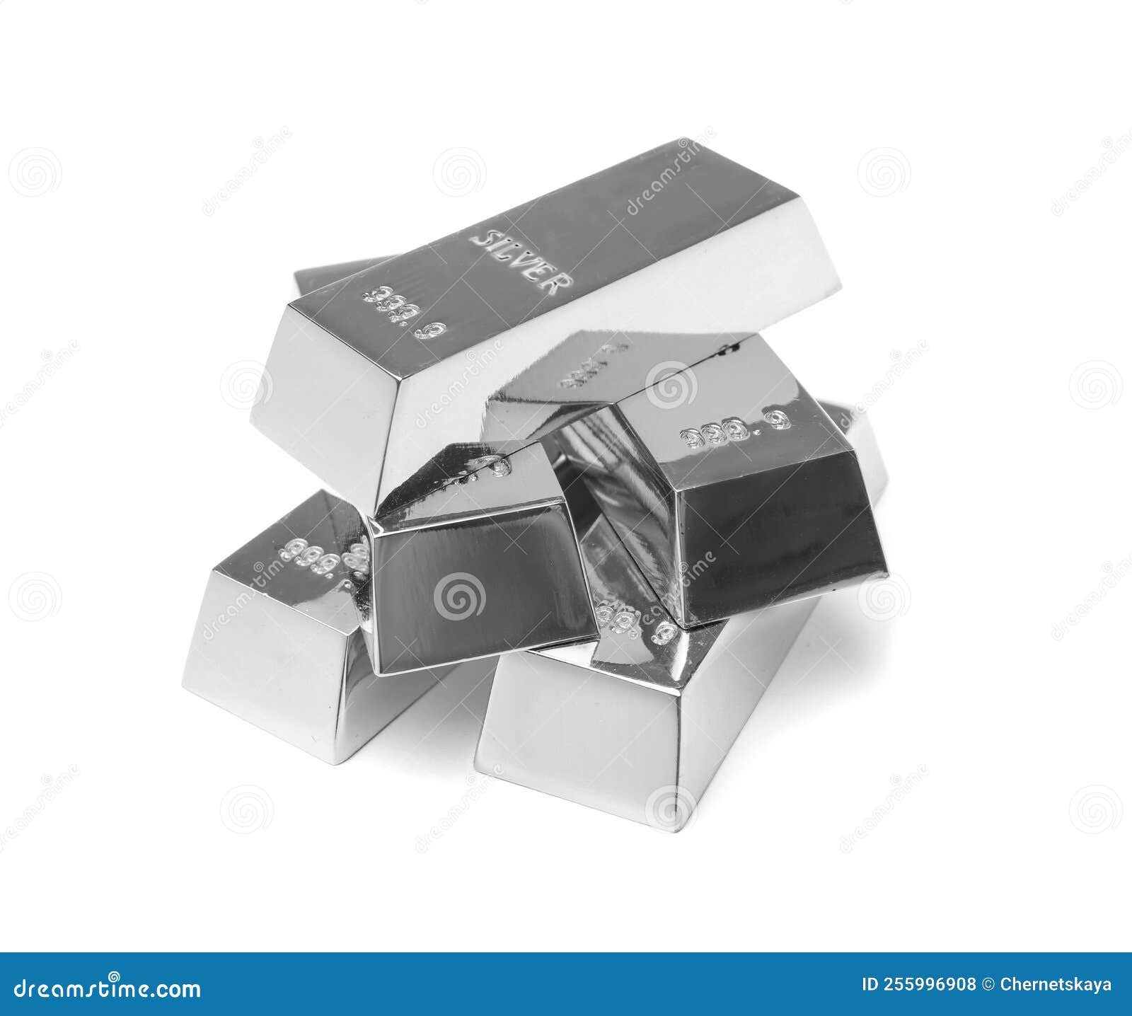 Stack of Shining Silver Bars Isolated on White Stock Photo - Image of ...
