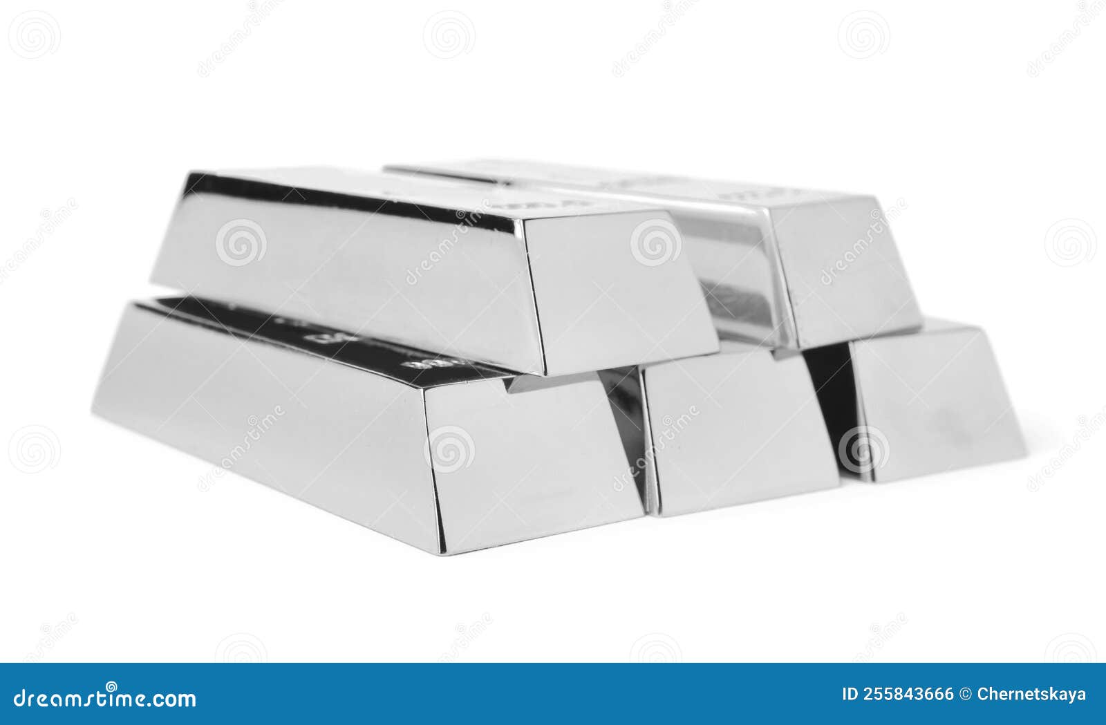 Stack of Shining Silver Bars Isolated on White Stock Photo - Image of ...