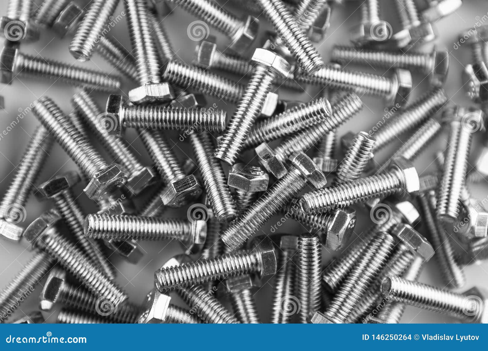 Stack of shiny bolt stock photo. Image of screws, industrial - 146250264