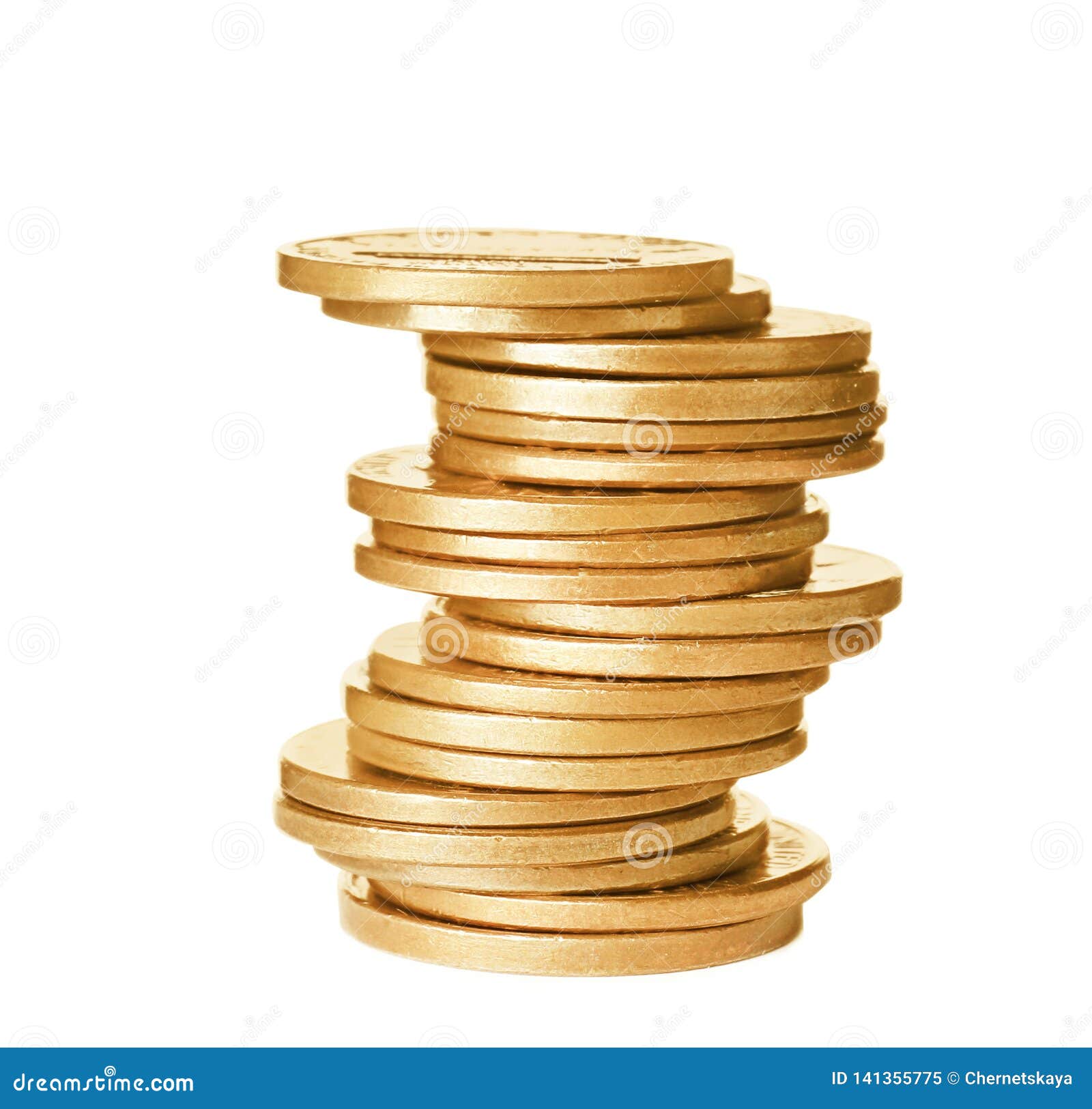 Stack of shiny coins stock image. Image of isolated - 141355775