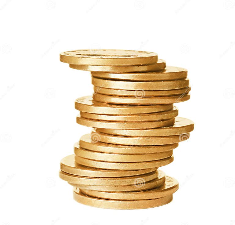 Stack of shiny coins stock image. Image of isolated - 141355775
