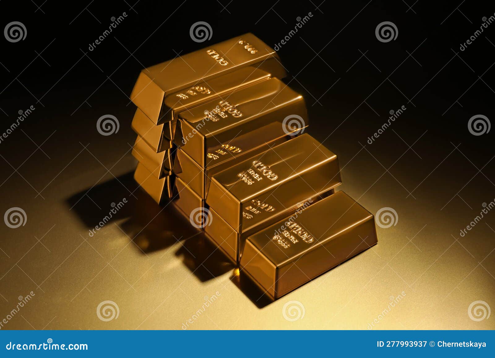 Stack of Shiny Gold Bars on Color Background Stock Image - Image of ...