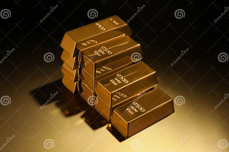 Stack of Shiny Gold Bars on Color Background Stock Image - Image of ...