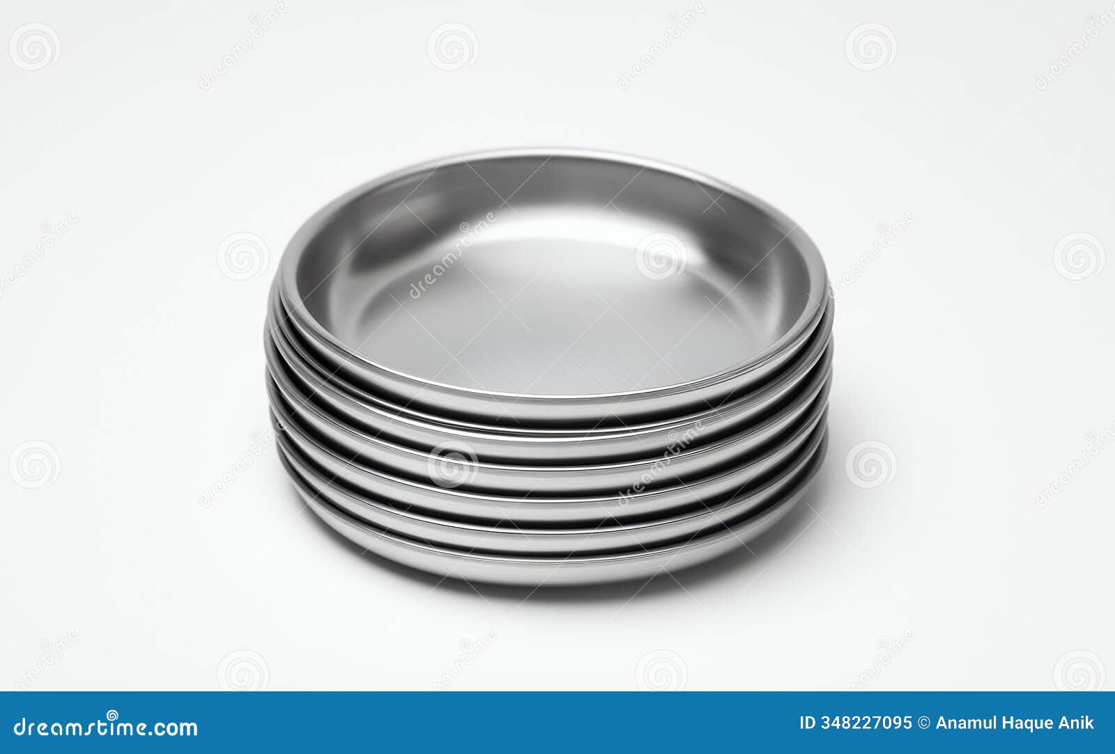 Stack of Shiny Metal Plates on a White Background Stock Image - Image ...
