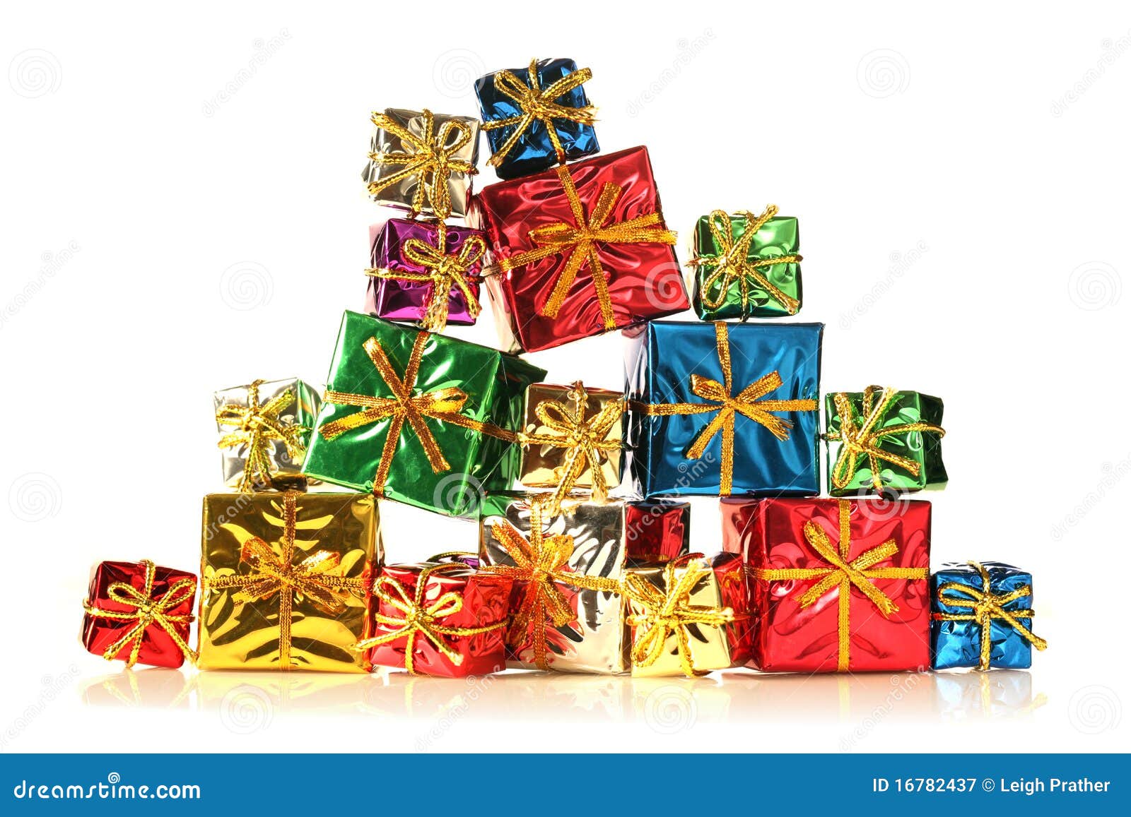 Stack of shiny presents stock image. Image of traditional - 16782437