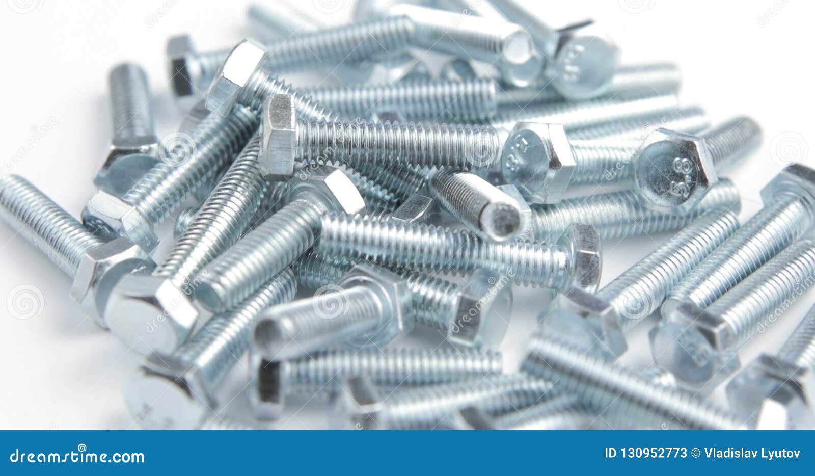 Stack of Shiny Screw, Bolt or Stud Rotating on a White Background ...
