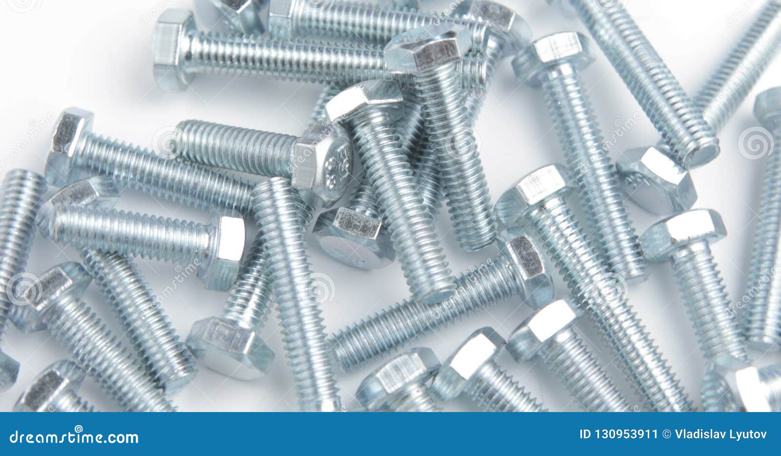 Stack of Shiny Screw, Bolt or Stud Rotating on a White Background ...