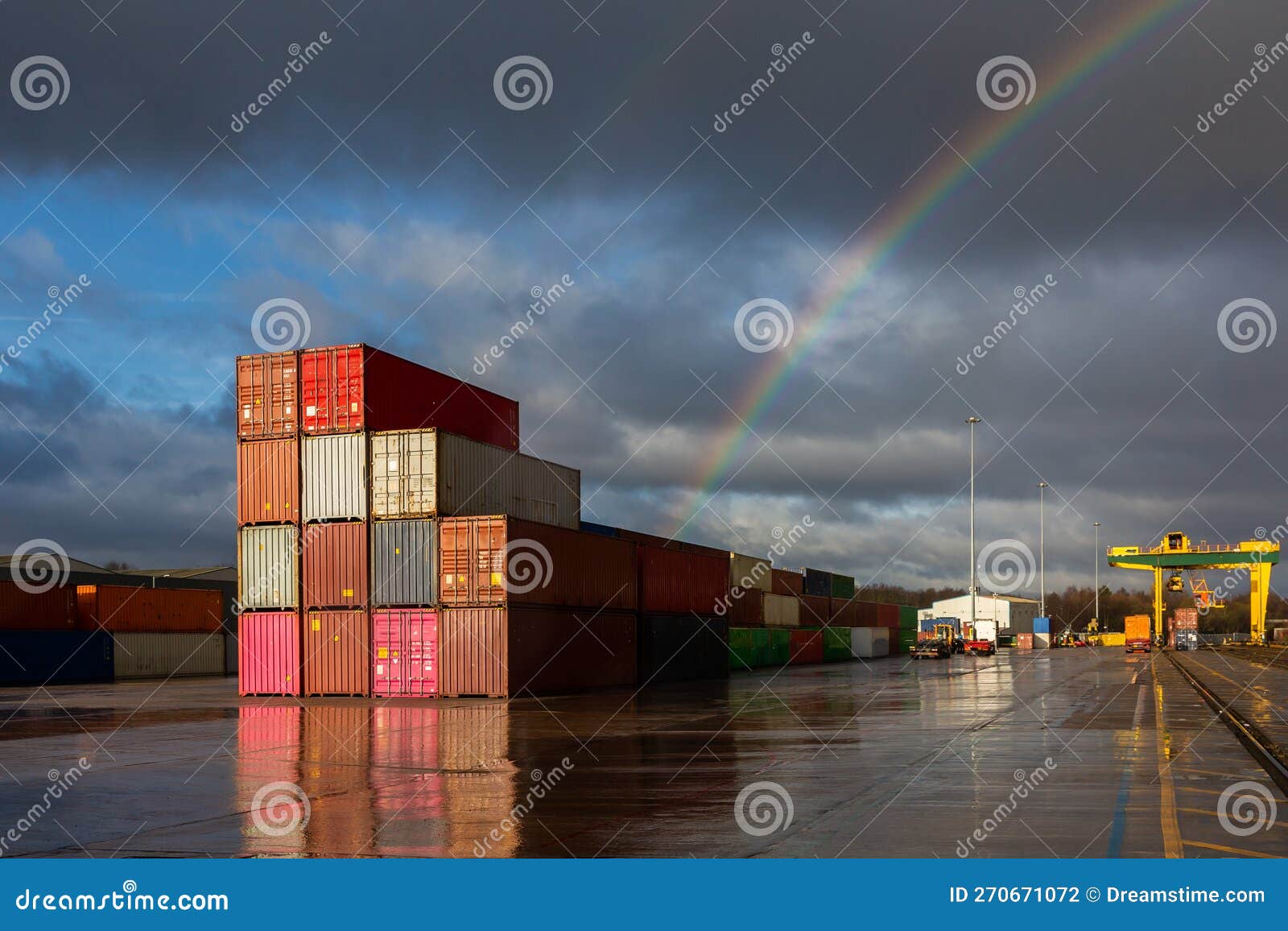 A Stack of Shipping Containers on a Deserted Dock Stock Photo - Image ...