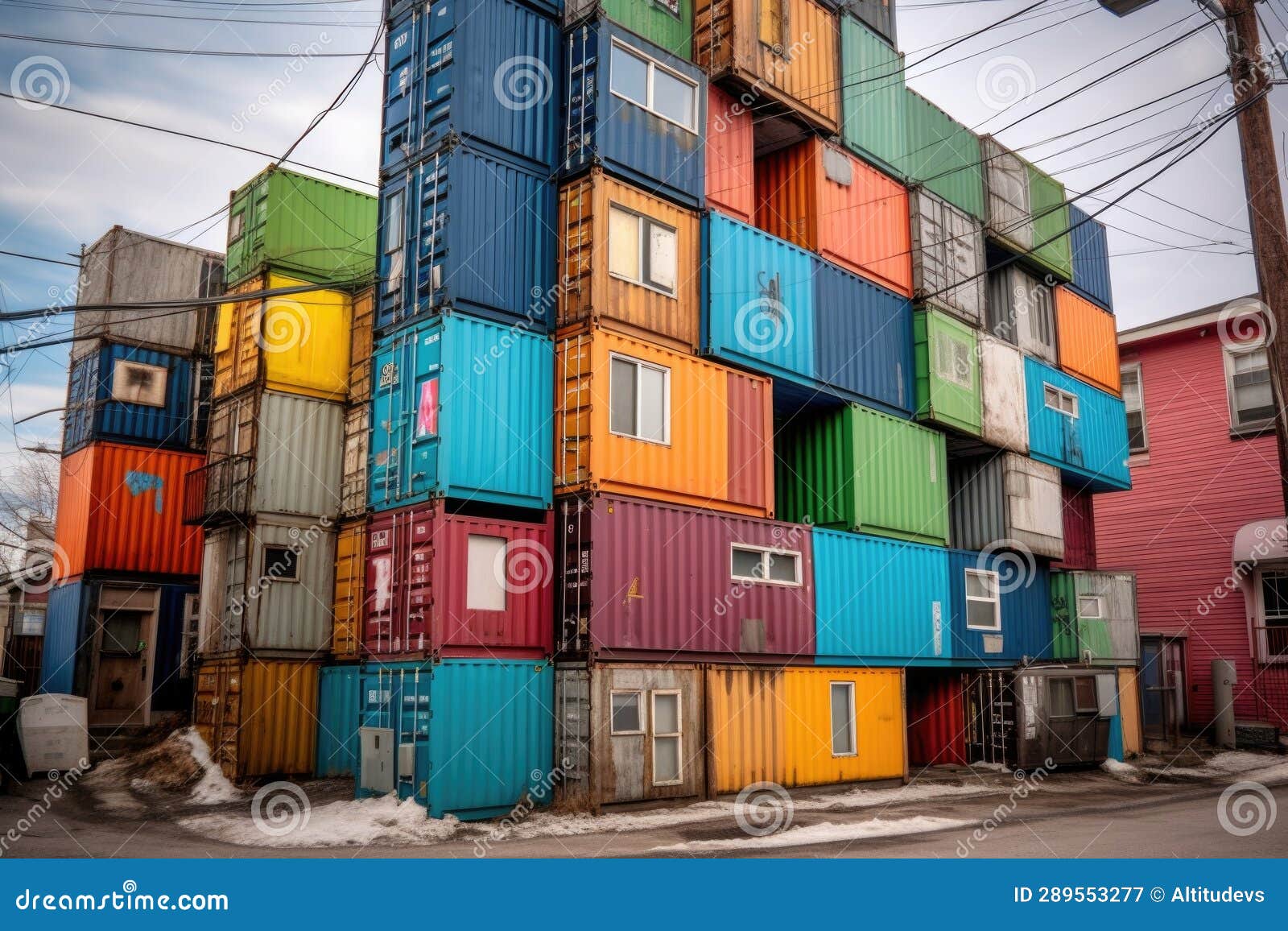 Stack of Shipping Containers in Vibrant Colors Stock Image - Image of ...