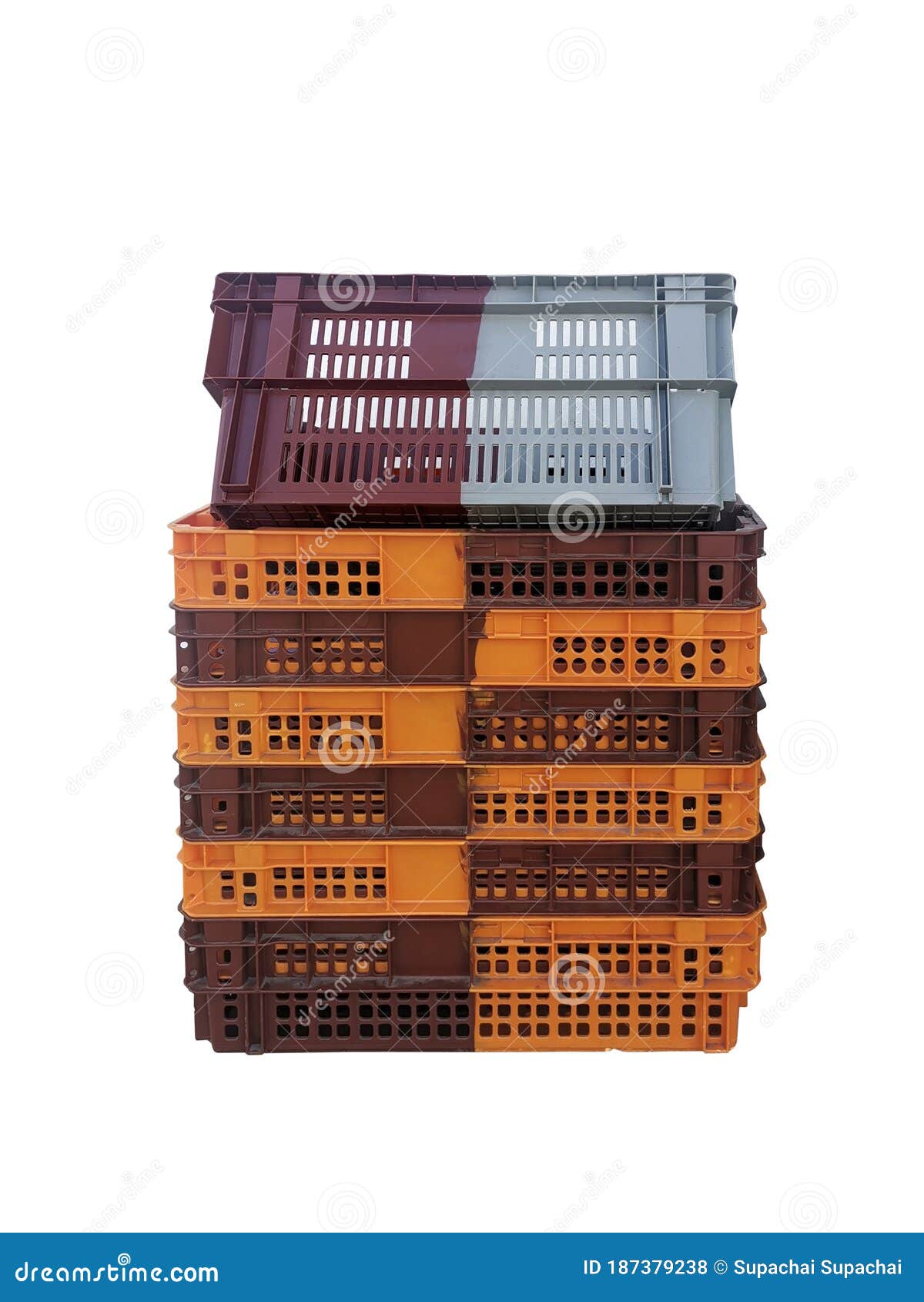 Stack of Shop Baskets. Plastic Baskets of a Grocery Market Stock Photo ...