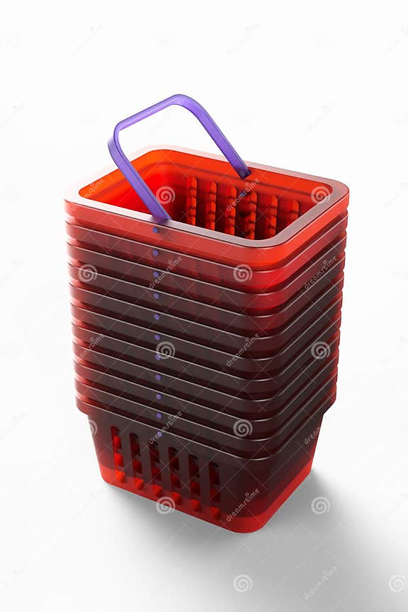 A Stack of Shopping Baskets on a White Background. Stock Illustration ...