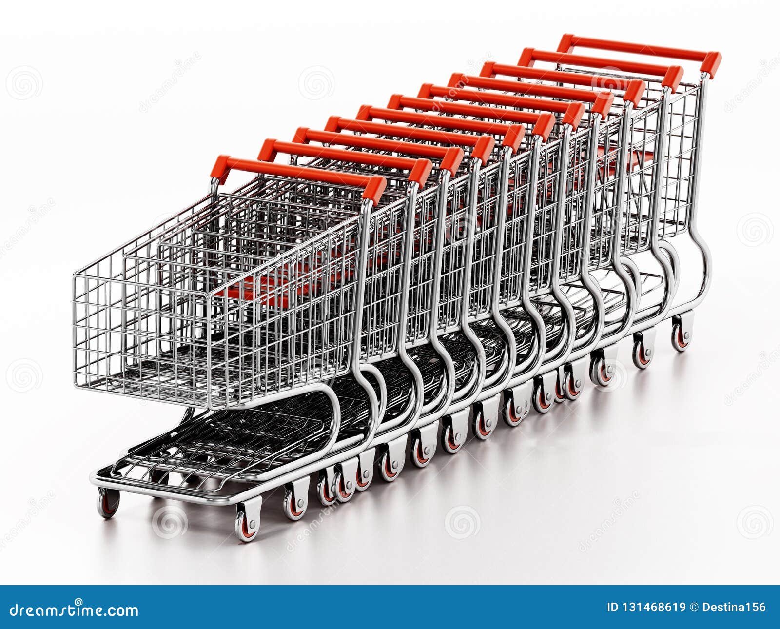 Stack of Shopping Carts Isolated on White Background. 3D Illustration ...