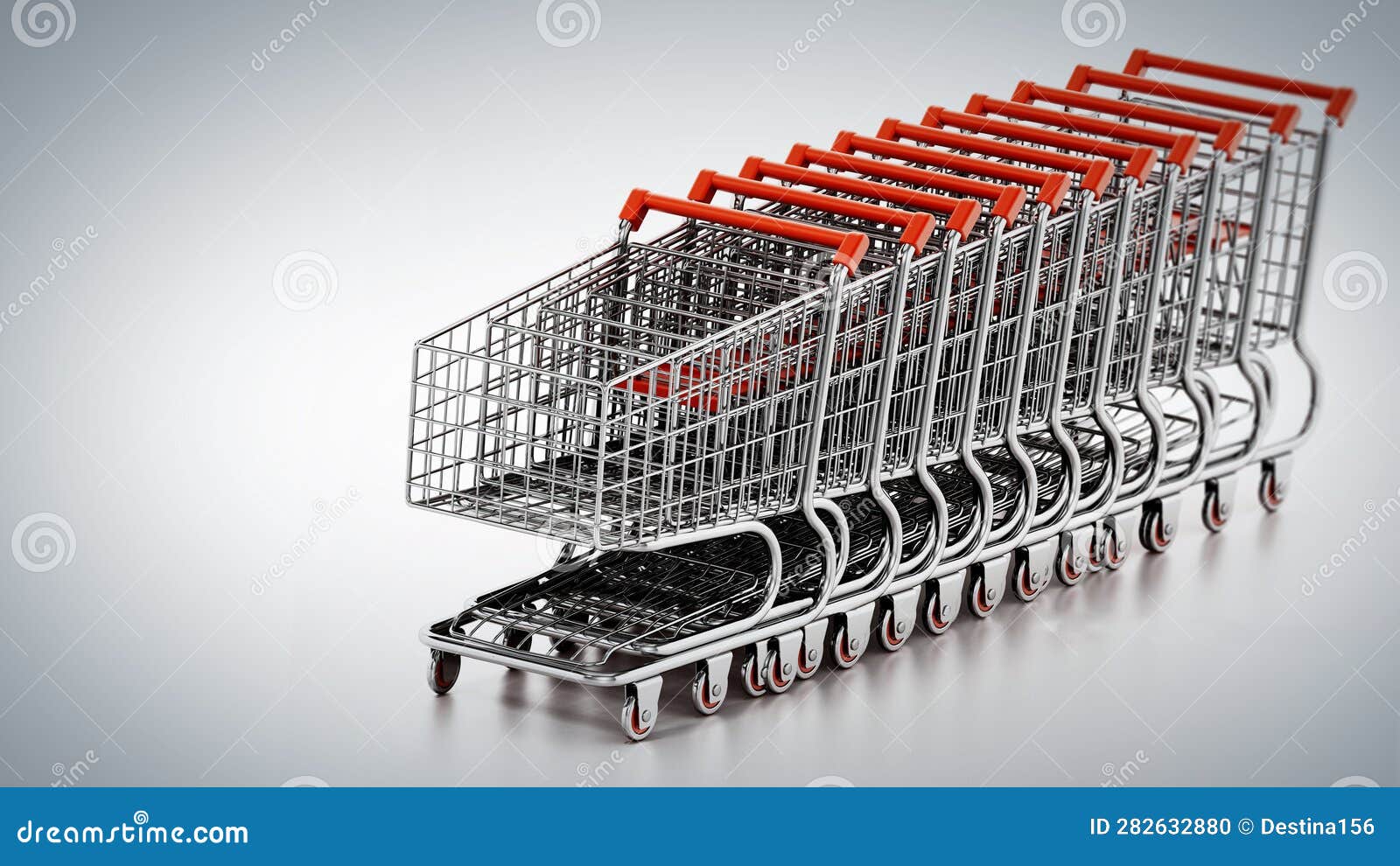 Stack of Shopping Carts Isolated on White Background. 3D Illustration ...