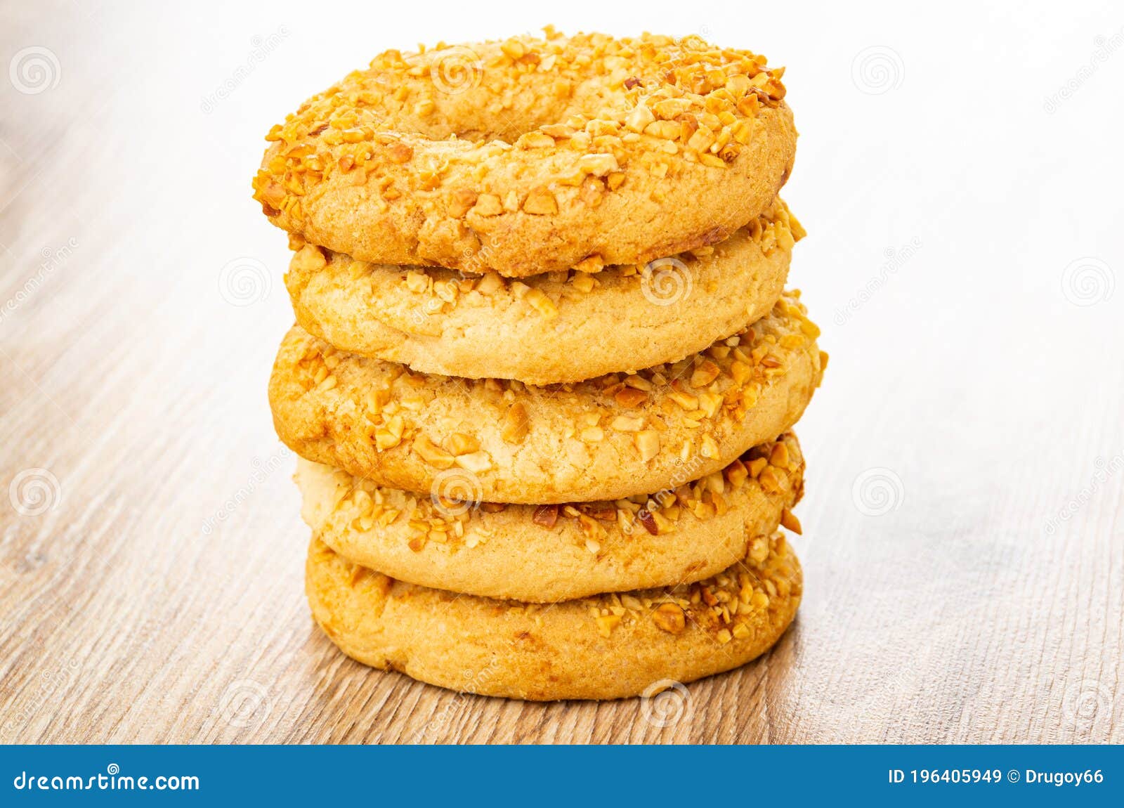 Stack of Shortbread Rings with Peanut on Table Stock Image - Image of ...