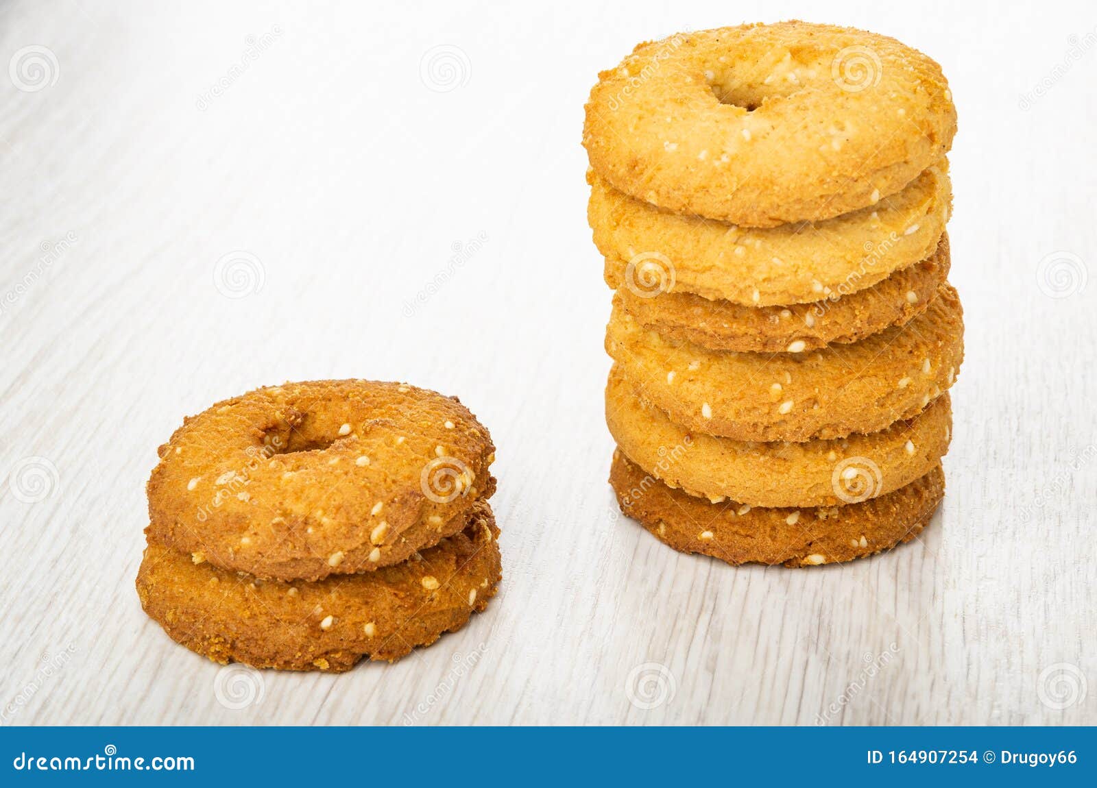 Stack of Shortbread Rings with Sesame on Table Stock Photo - Image of ...