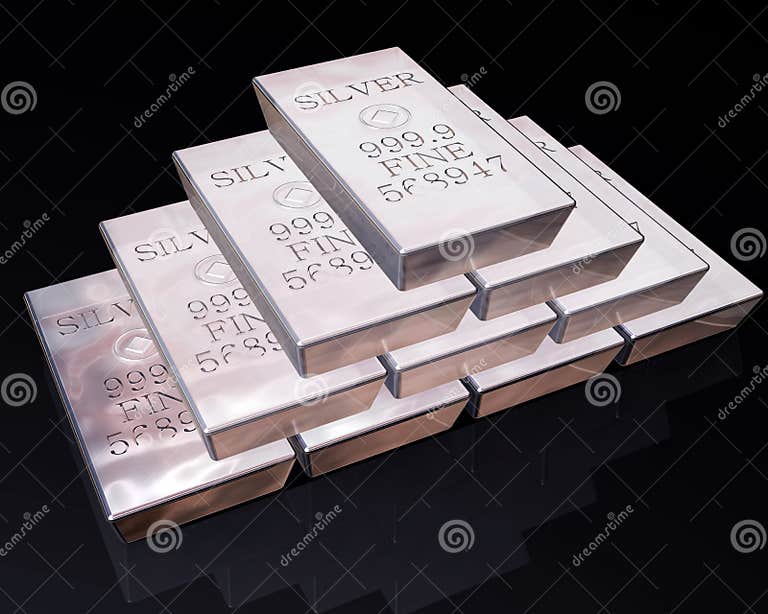 Stack of Silver bars stock illustration. Illustration of price - 5372509